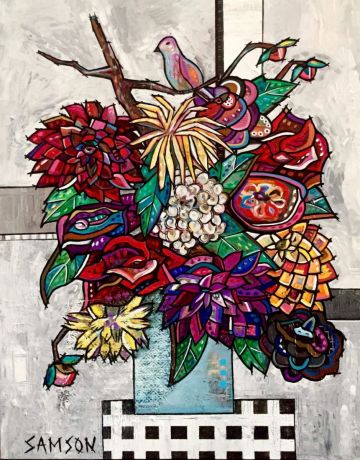 Abstract flowers paintings by Marc Samson